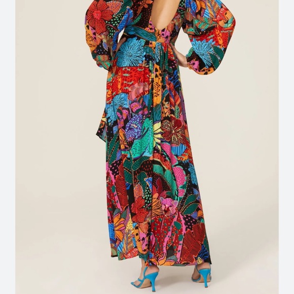 FARM Rio | Dresses | Farm Rio Blue And Red Asymmetrical Tiered Resort ...